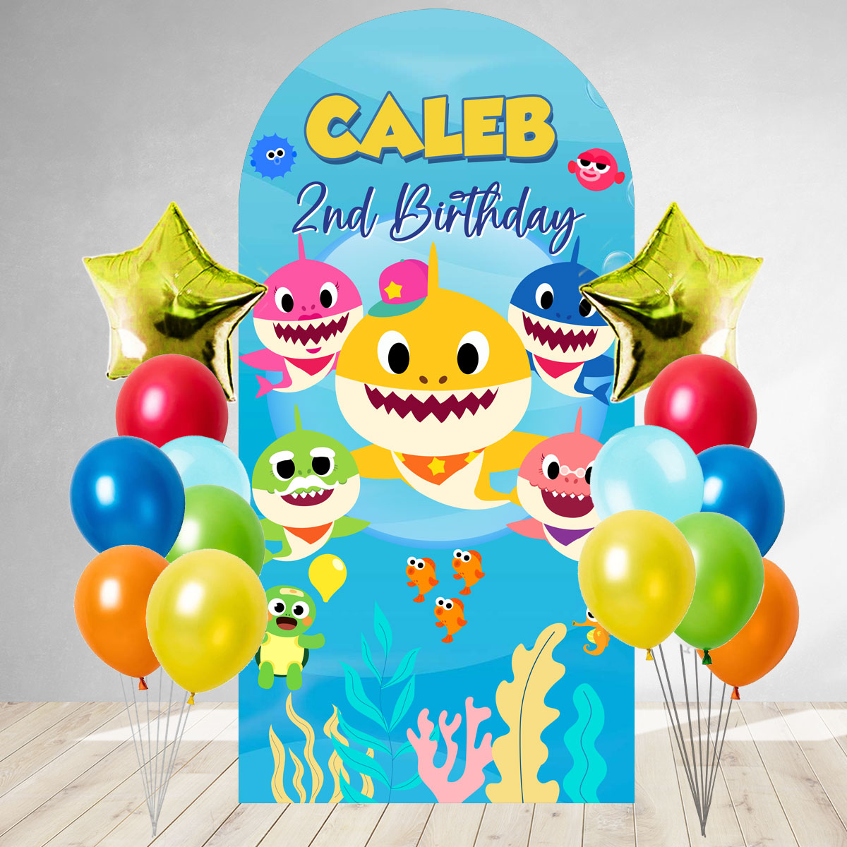 Baby Shark Birthday Backdrop & Balloon Set | Helium Balloons Singapore ...