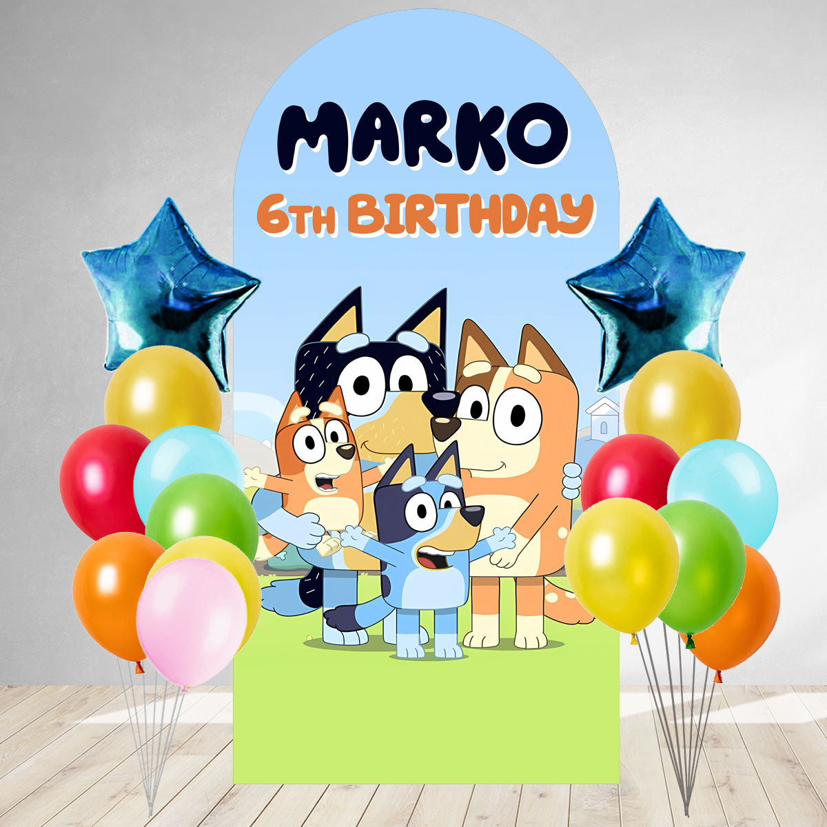 Bluey Birthday Backdrop & Balloon Set | Helium Balloons Singapore ...