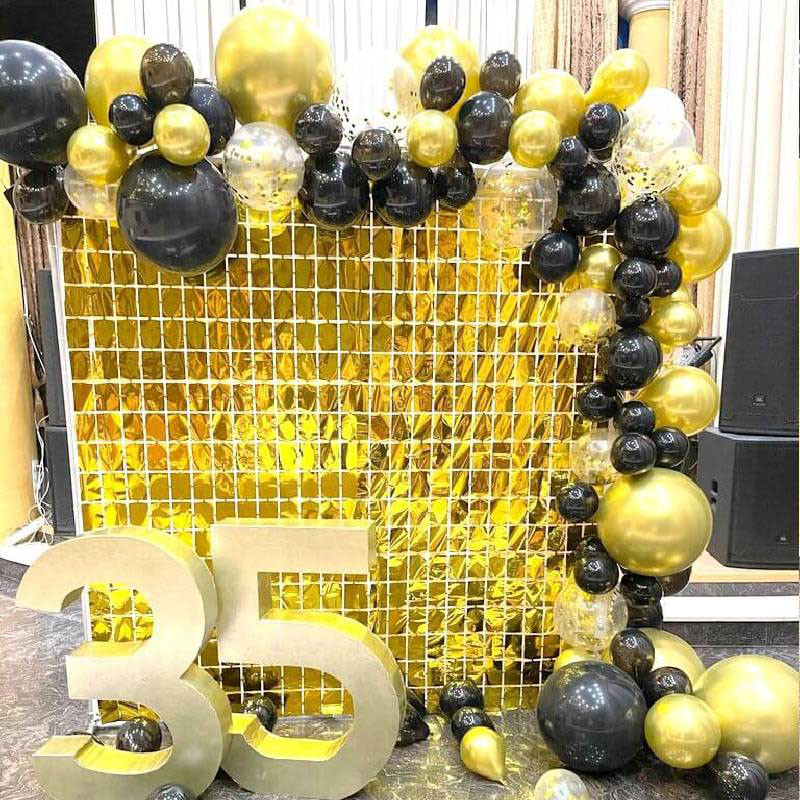 Black Tinsel Block Foil Backdrop Wedding, 21st Birthday, Bachelorette ...