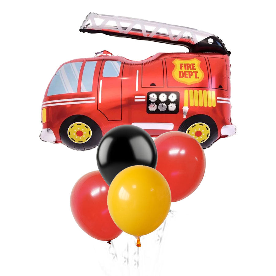 Fire Truck Happy Birthday Balloon Bouquet | Delivery Helium Balloons ...