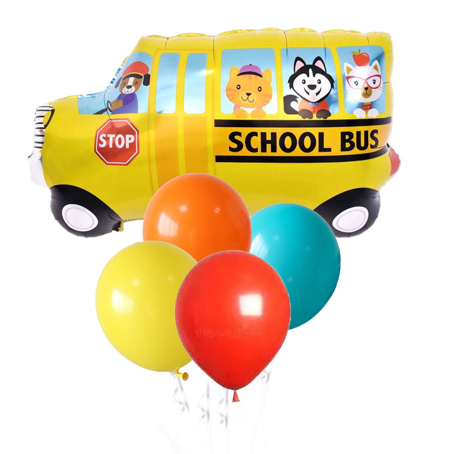 School Bus Happy Birthday Balloon Bouquet | Delivery Helium Balloons ...