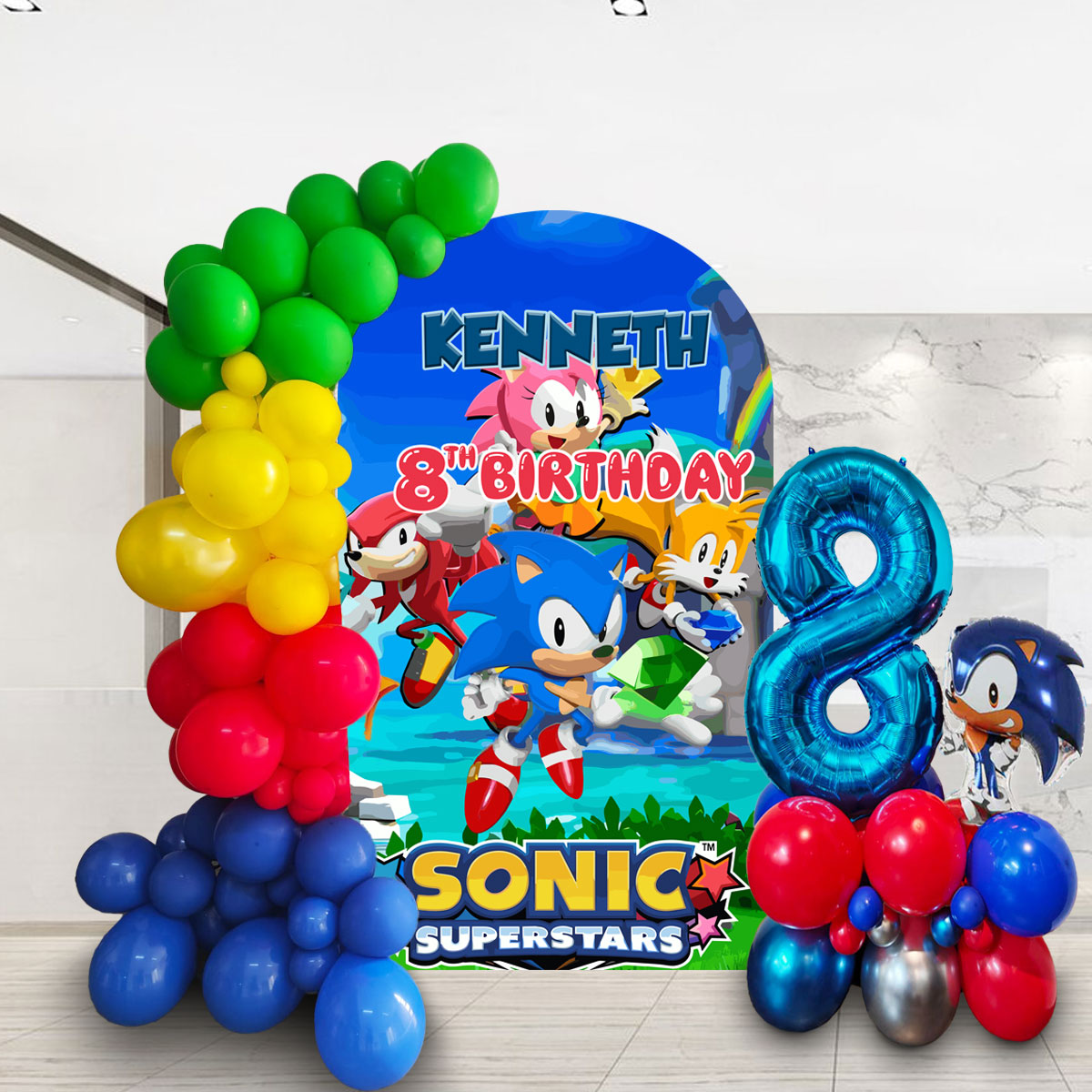 Sonic the Hedgehog Themed Colourful Balloon Garland Backdrop – Kidz ...