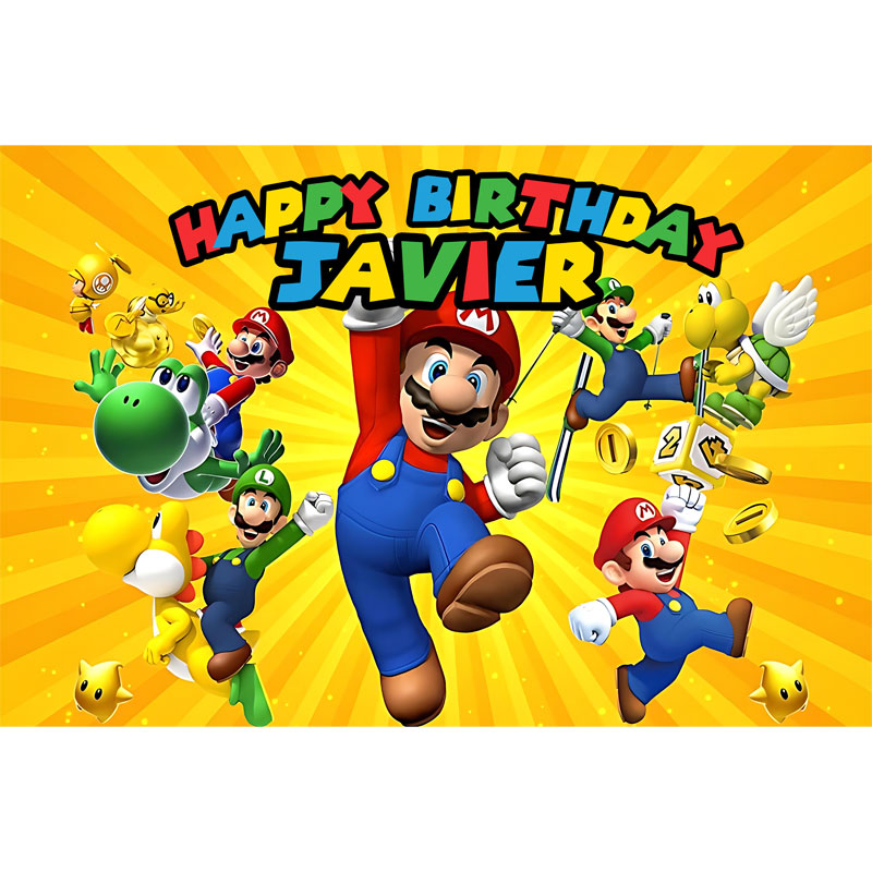 Super Mario Birthday Customised Backdrop Banner | Helium Balloons ...