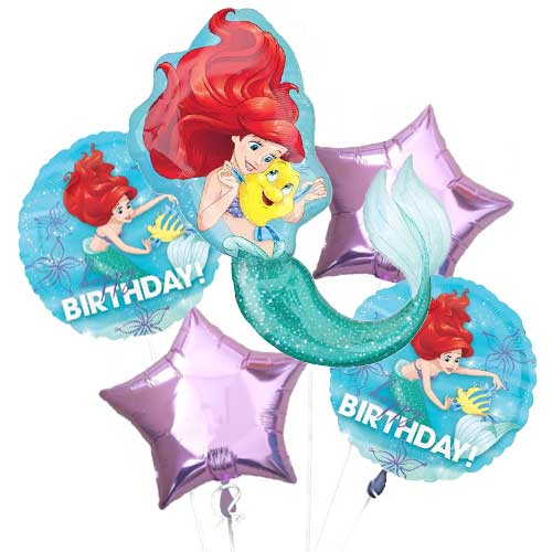 Ariel Little Mermaid Balloon Bouquet | Disney Princess Balloons ...