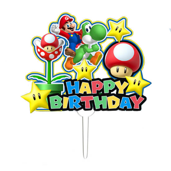 Mario Acrylic Bday Cake Topper | Birthday Cake Singapore – Kidz Party Store